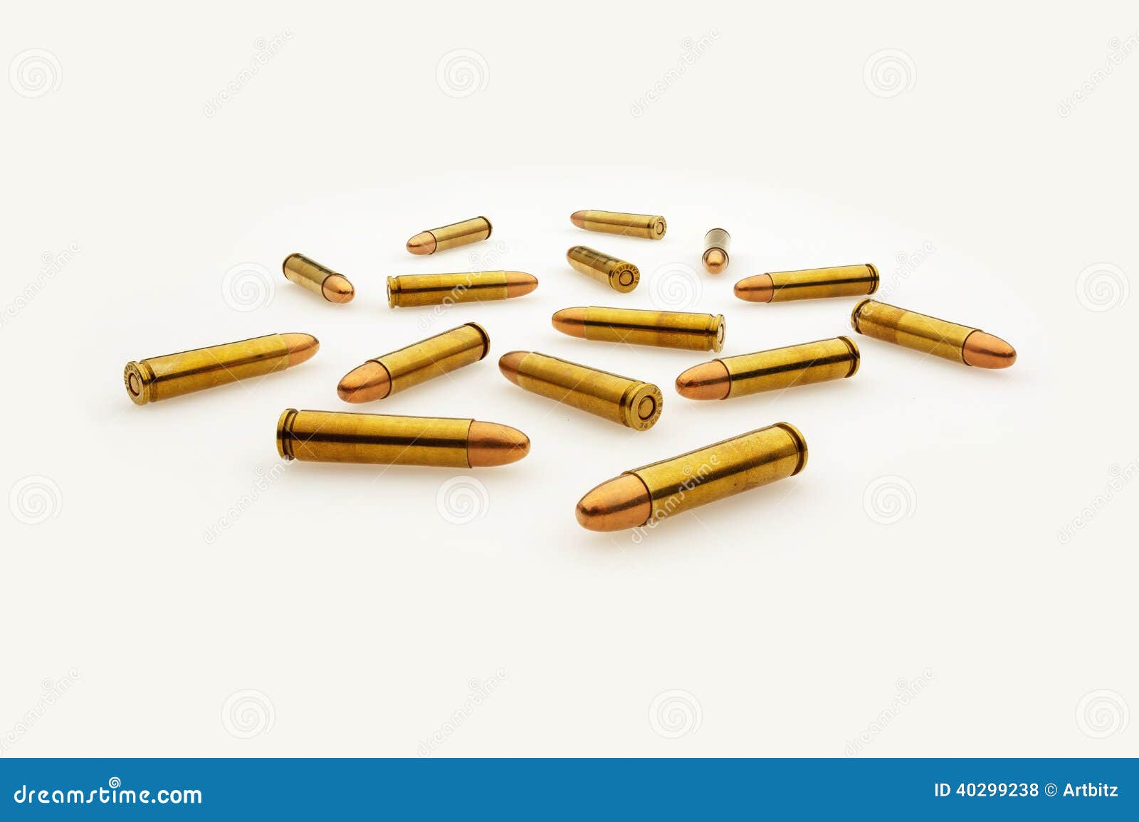 Scattered Bullets Isolated on White Stock Photo - Image of defense ...
