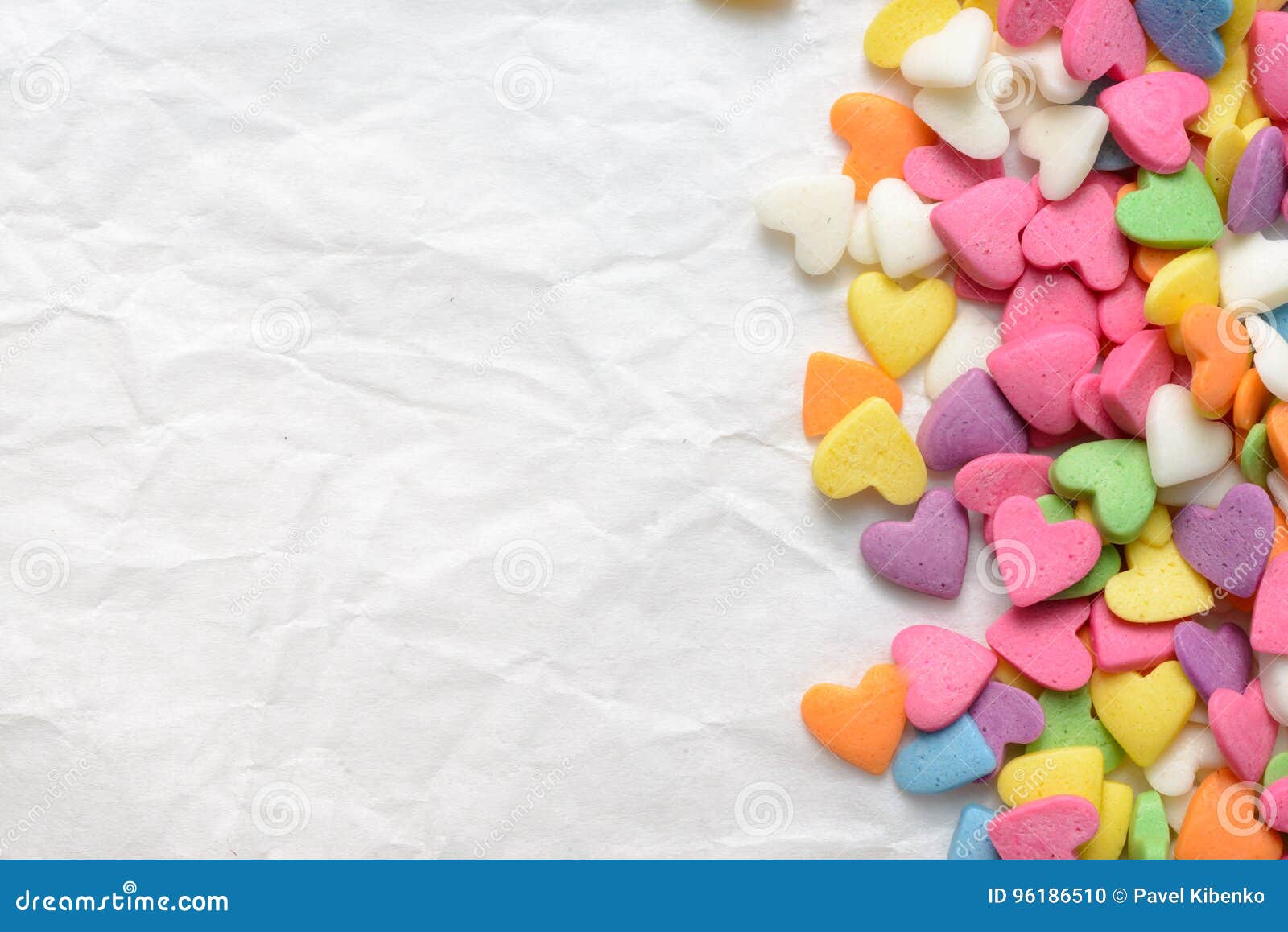 Scattered candy hearts stock photo. Image of happy, collection - 96186510