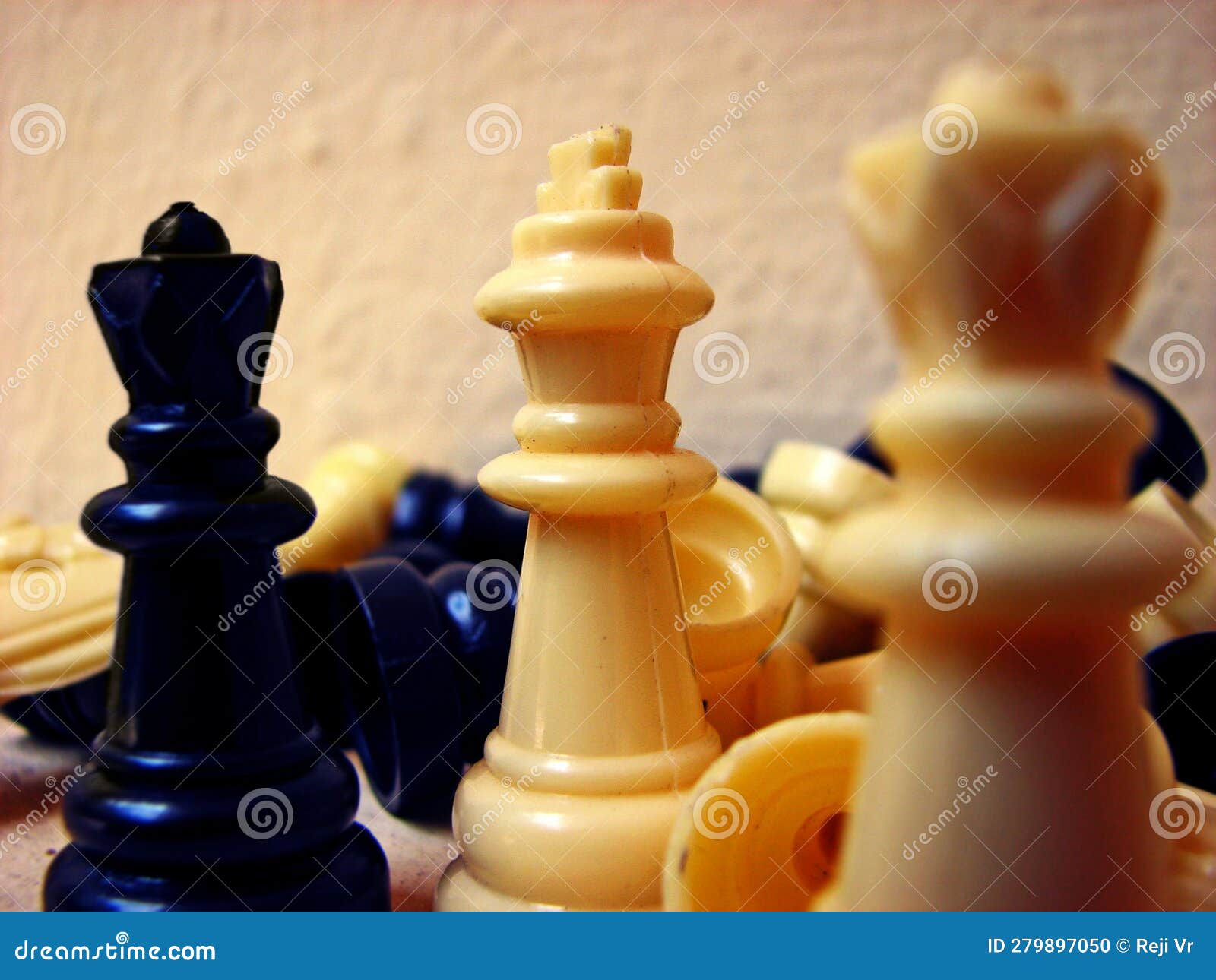 Black and White Chess Pieces are Scattered Stock Photo - Image of chess ...