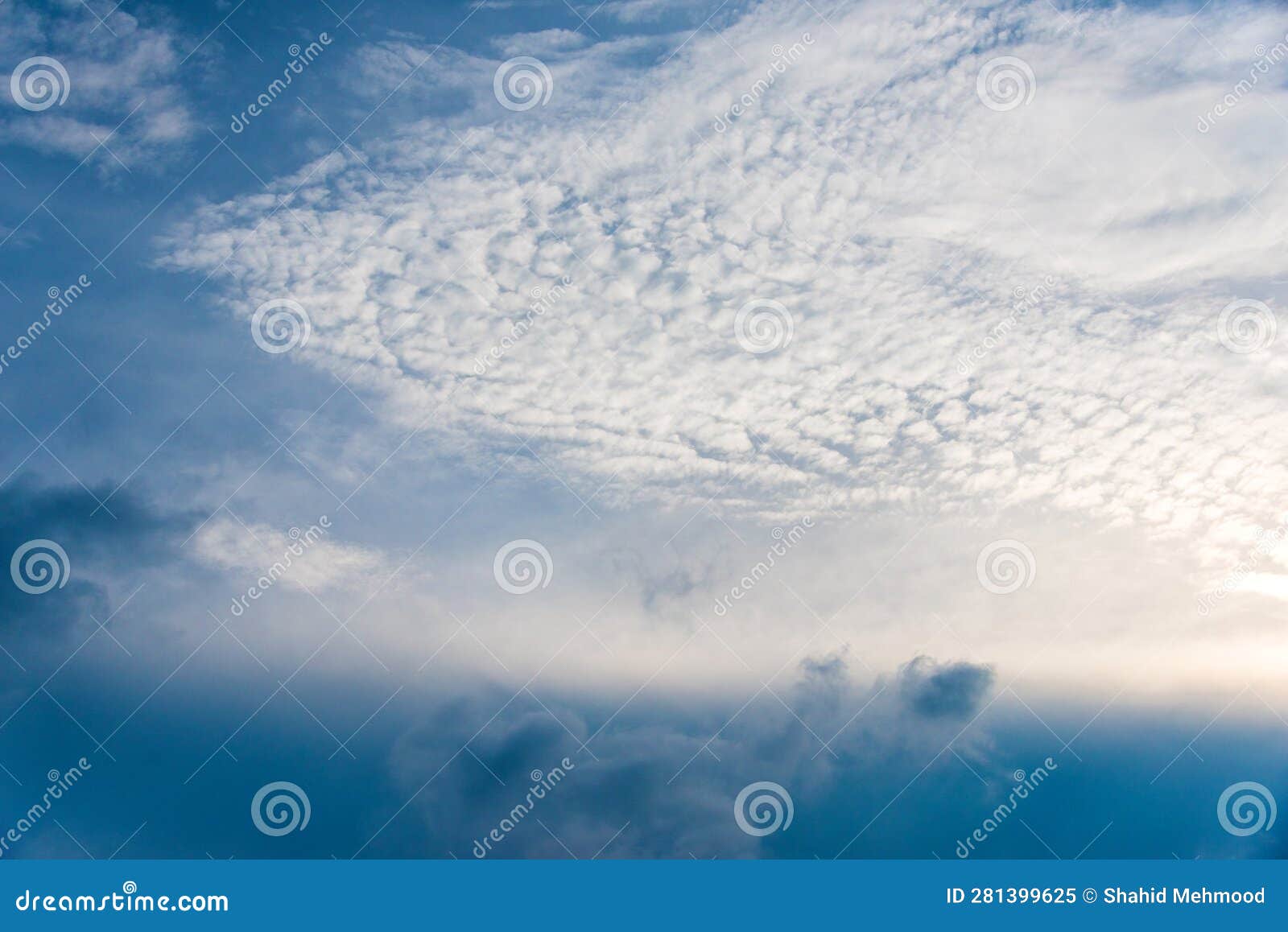 Scattered Cloud Clusters in a Blue Sky, Blue Sky Background with White ...