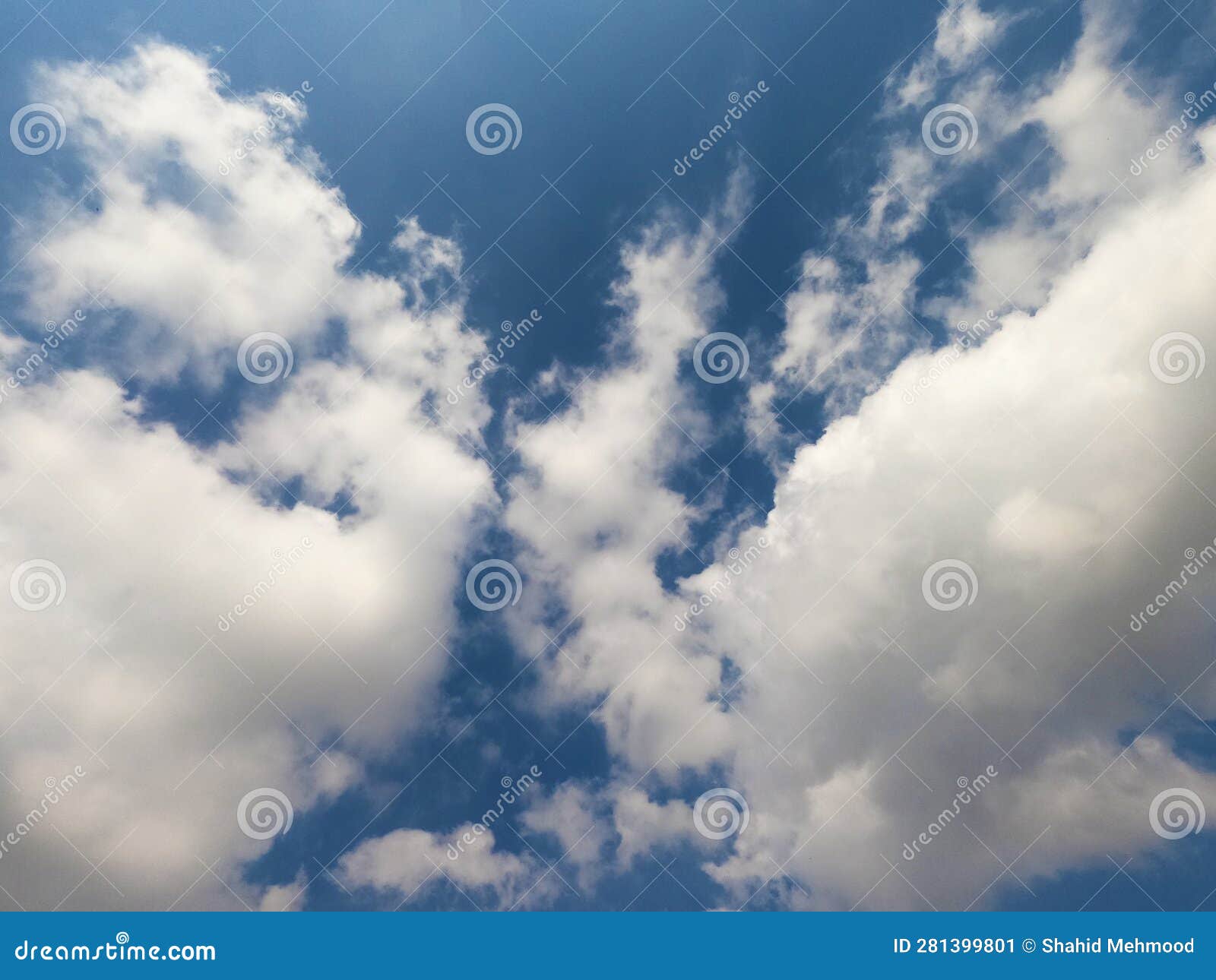 Scattered Cloud Clusters in a Blue Sky, Blue Sky Background with White ...