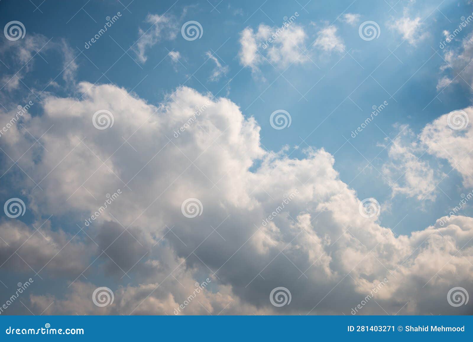 Scattered Cloud Clusters in a Blue Sky, Blue Sky Background with White ...