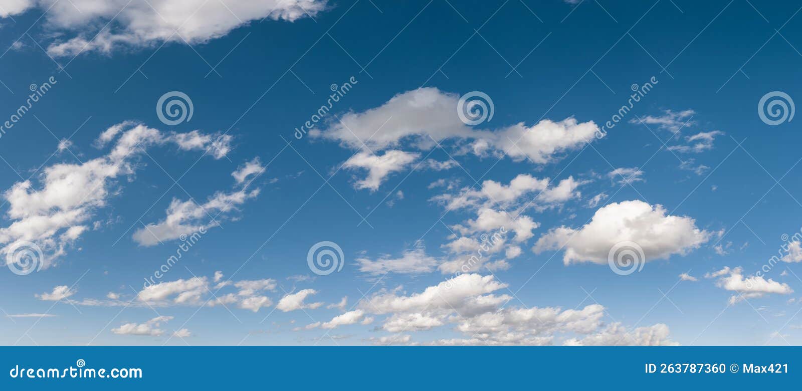 Scattered Clouds Texture in Blue Sky, Panorama Format Stock Photo ...