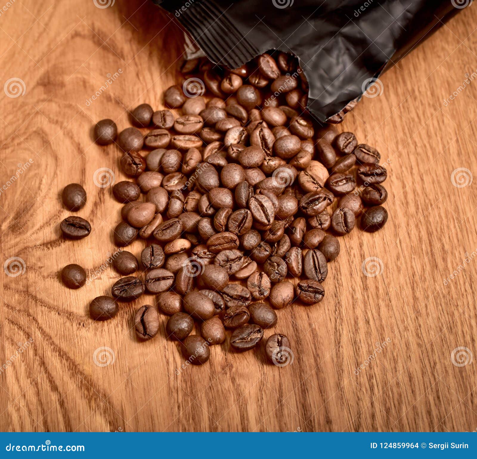 Scattered Coffee Beans from the Package Stock Photo - Image of caffeine ...