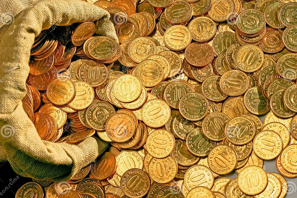 Scattered coins stock image. Image of cent, dollar, gold - 3292283