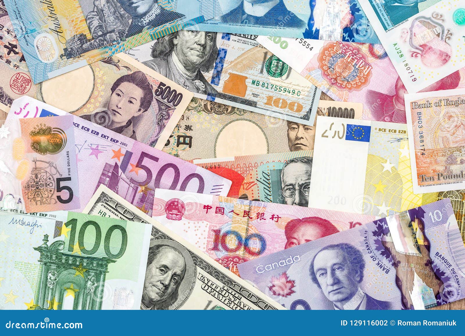 Scattered Collection of Money from Different Countries. Stock Photo ...