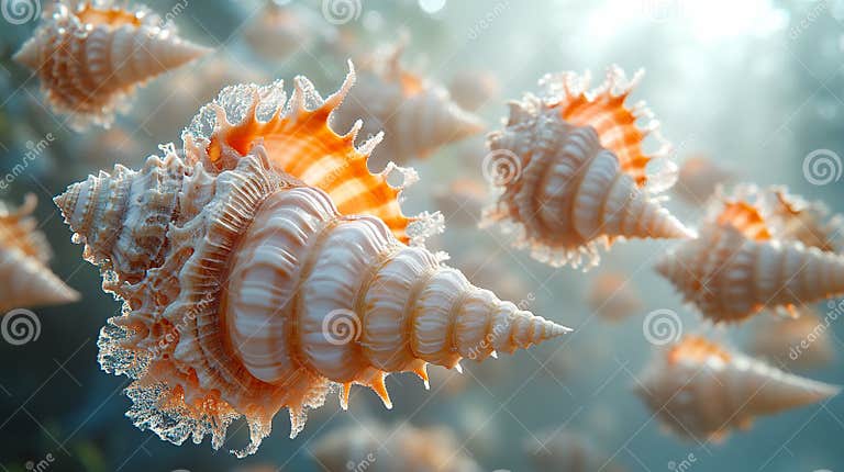 A Scattered Collection of Seashells. Generated with Ai Stock ...