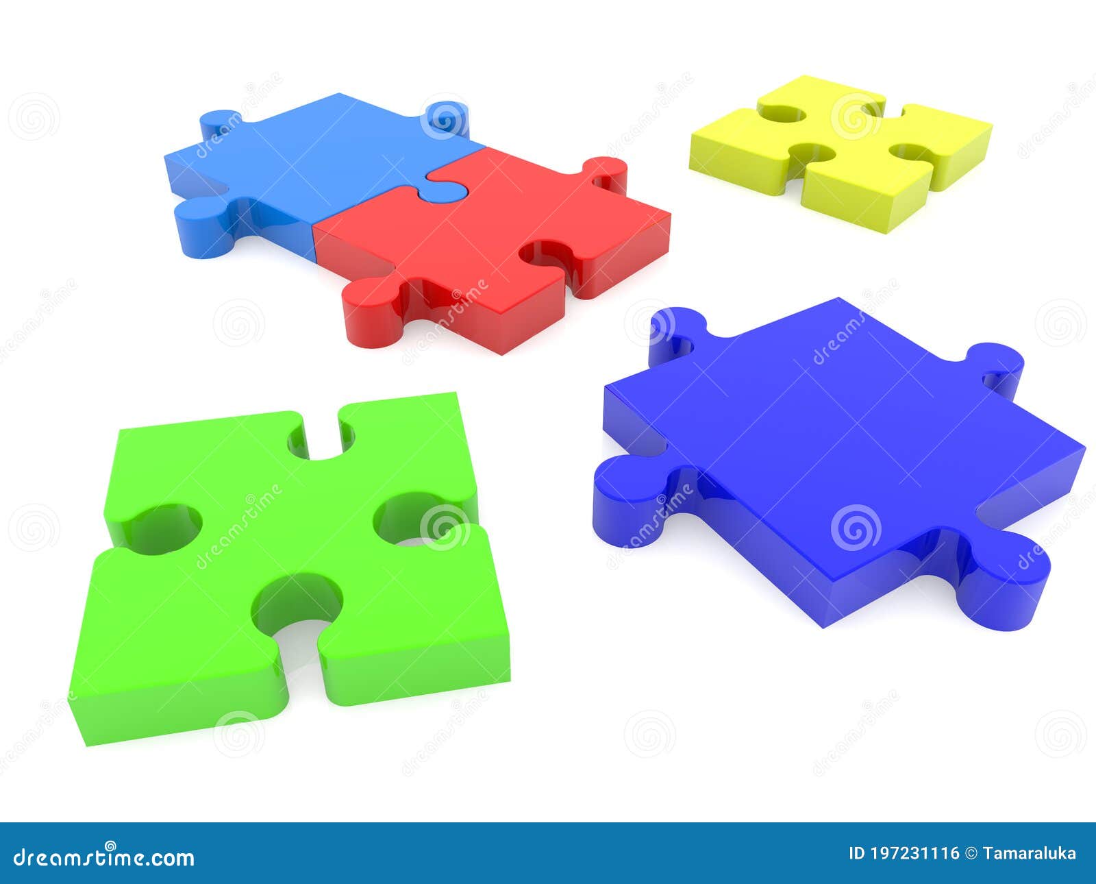 Scattered Colored Puzzle Pieces on White Stock Illustration ...