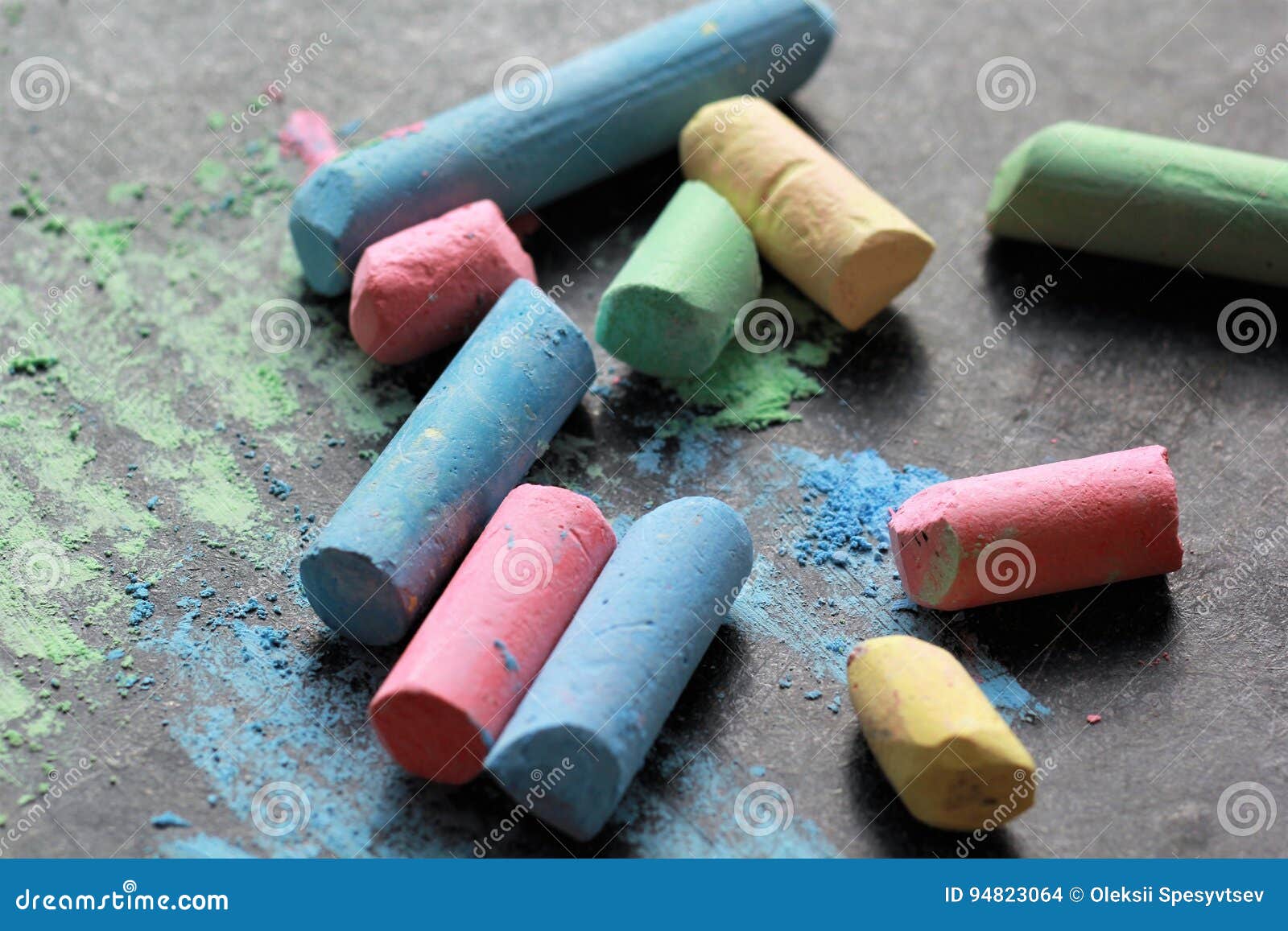 Scattered Colorful Crayon Chalks on Black Boar Stock Photo - Image of ...