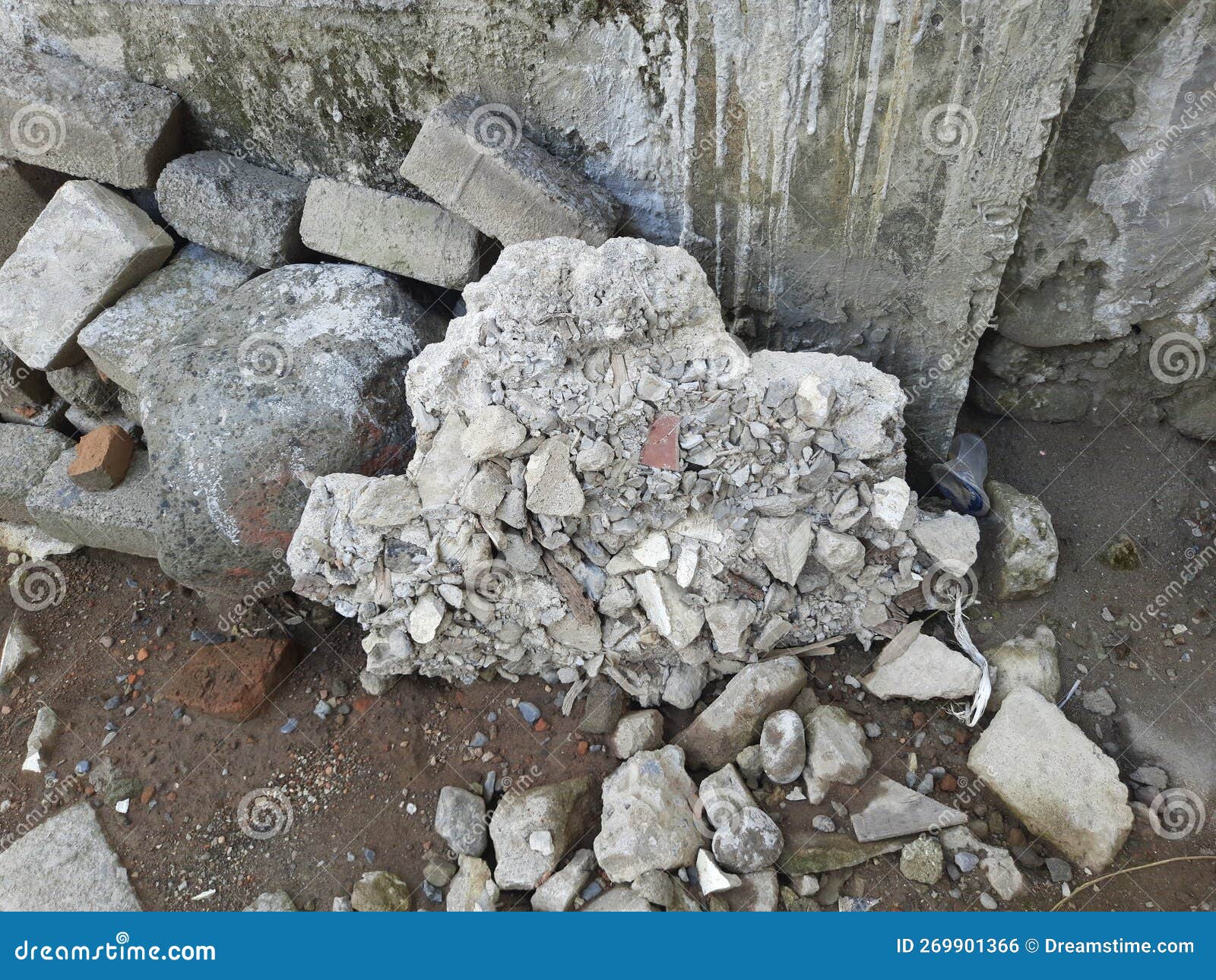 Scattered Concrete Wall, Old Jagged Concrete Wall Texture Royalty-Free ...