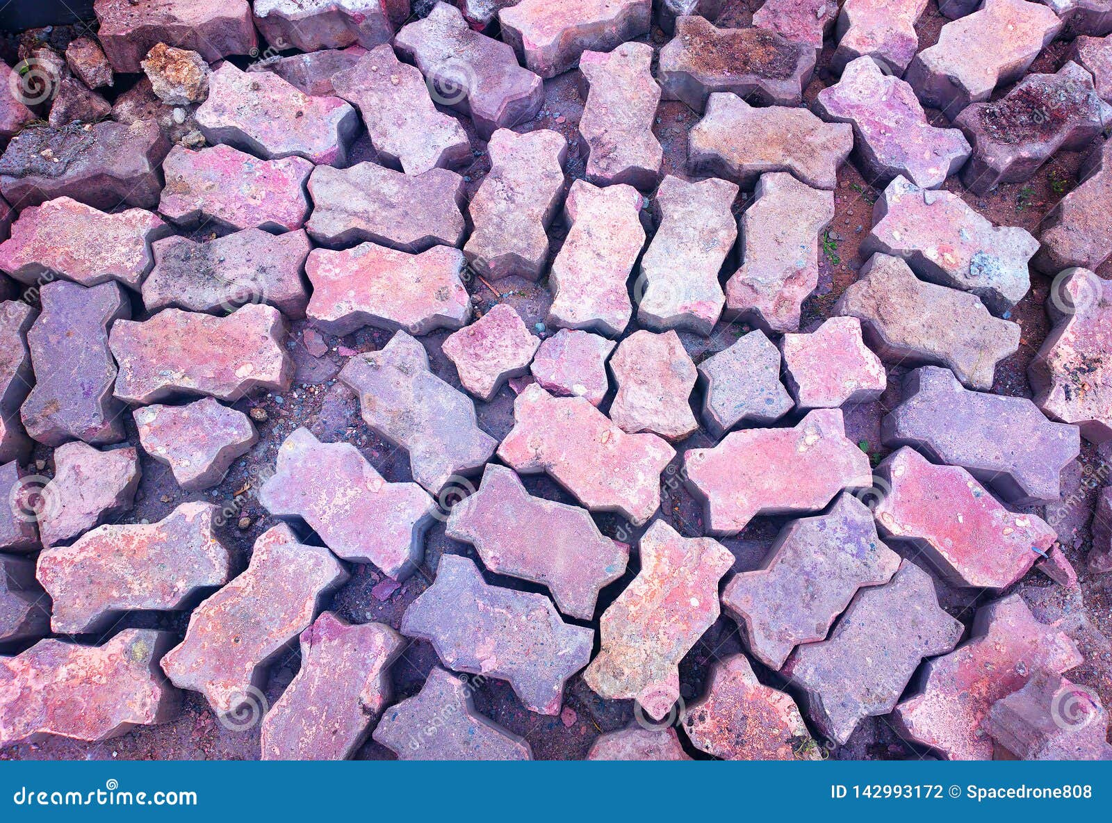 Scattered Concrete Pavement Blocks Background Stock Photo - Image of ...