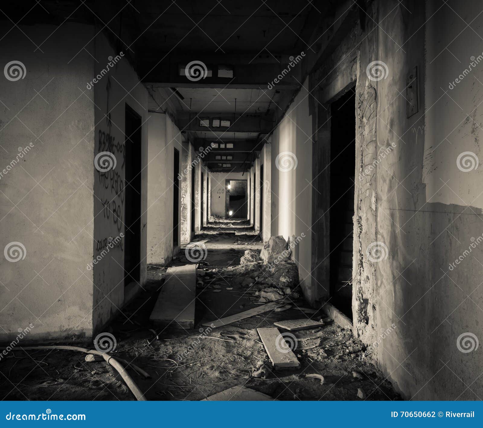 Scattered corridor stock photo. Image of danger, grungy - 70650662