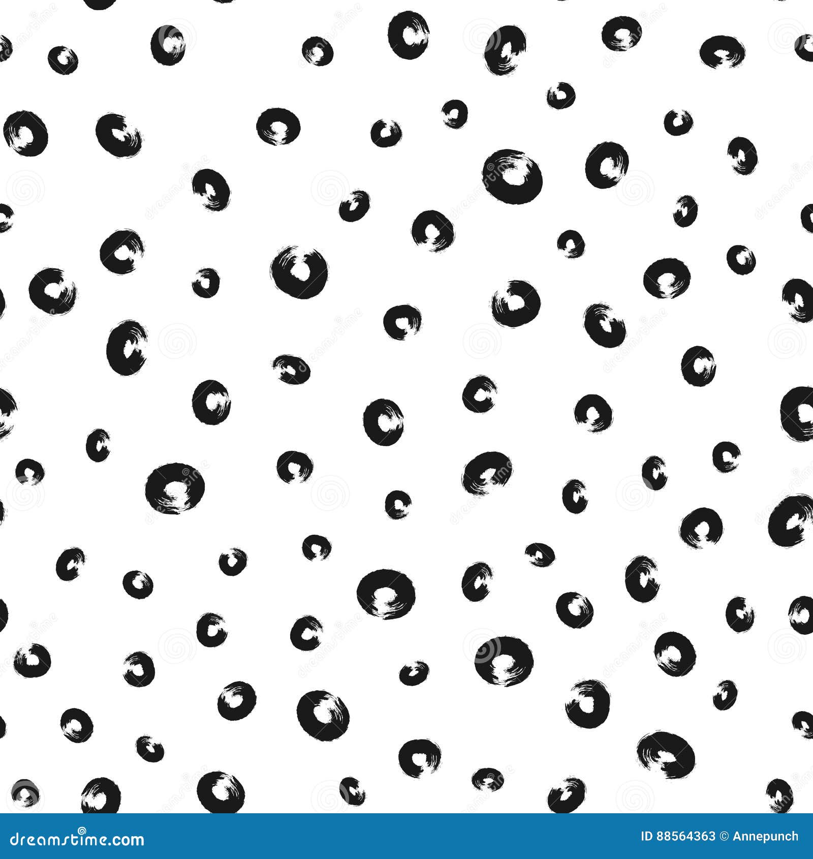 Scattered Elements of a Rounded Shape. Ragged Circles Painted with a ...