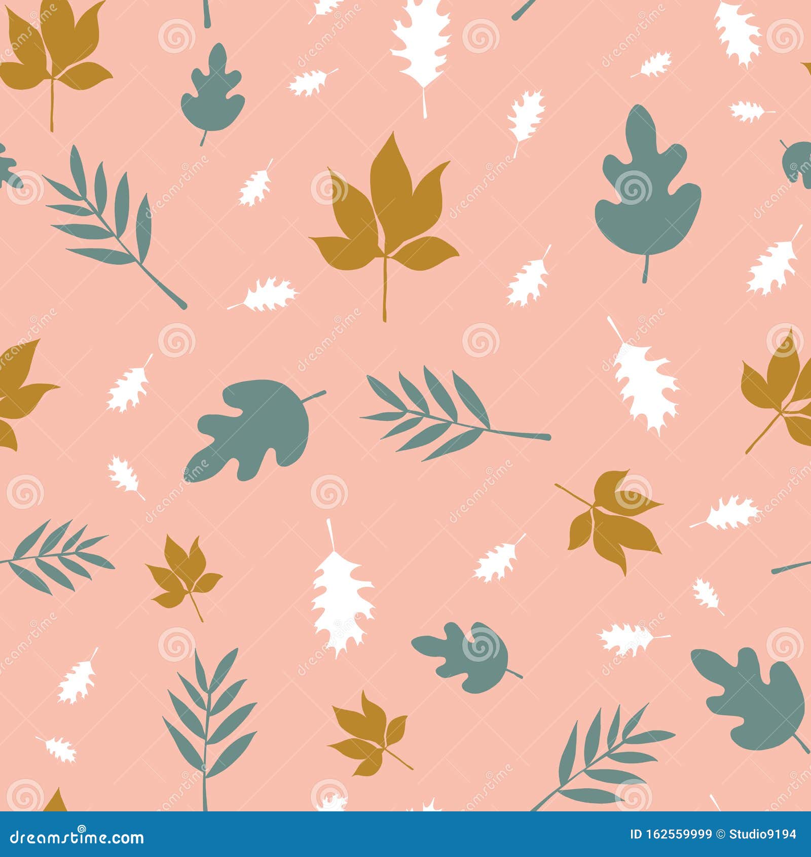 Scattered Fall Leaves Seamless Vector Background. Abstract Fall Pattern ...