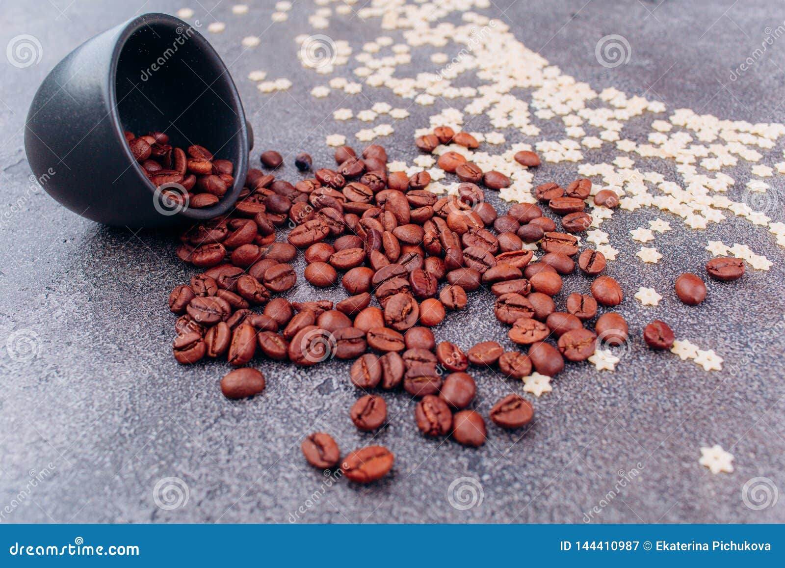 Scattered Fragrant Grains of Black Coffee Stock Image - Image of grain ...