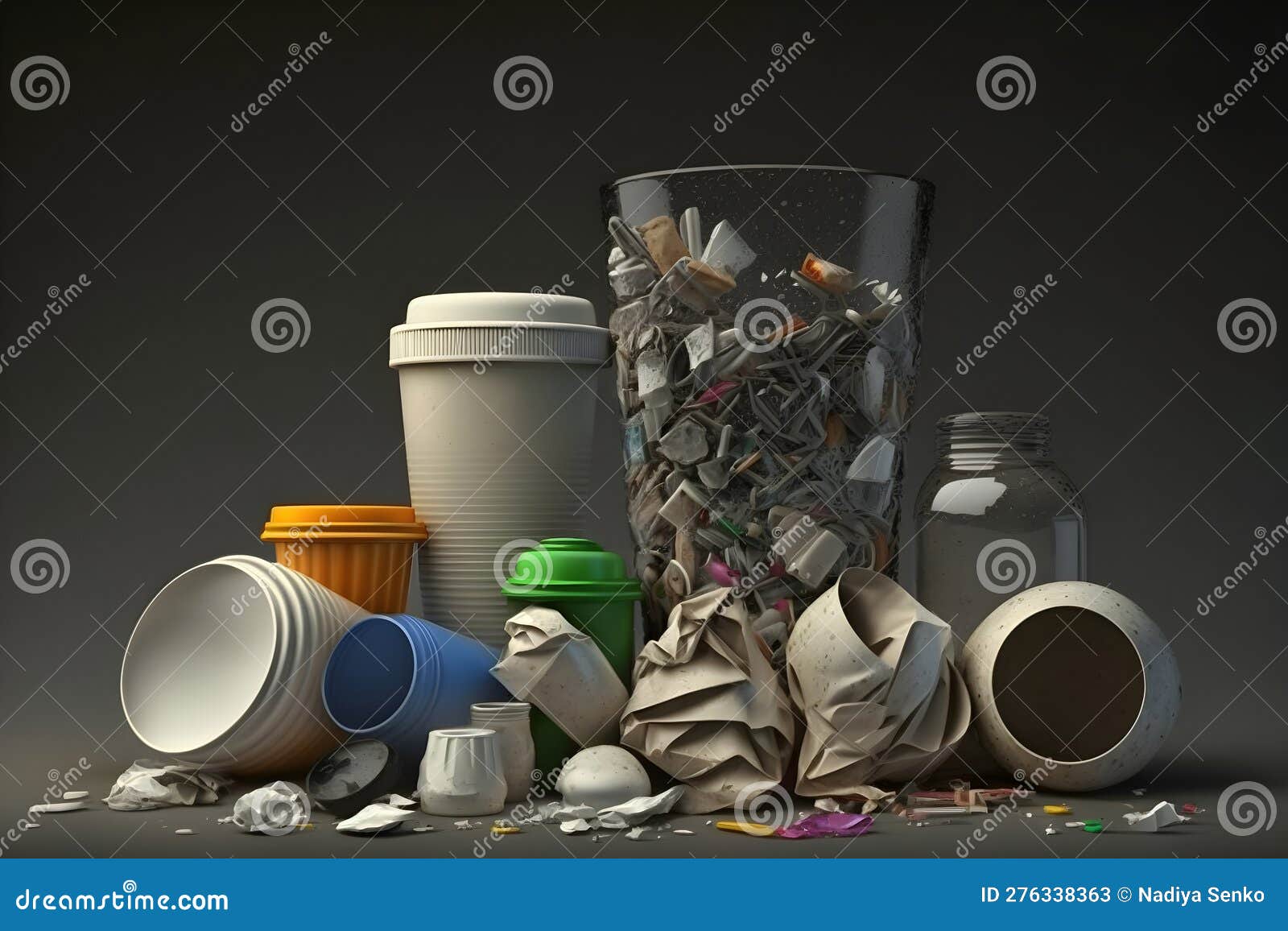 Scattered Garbage Around the Containers Stock Illustration ...