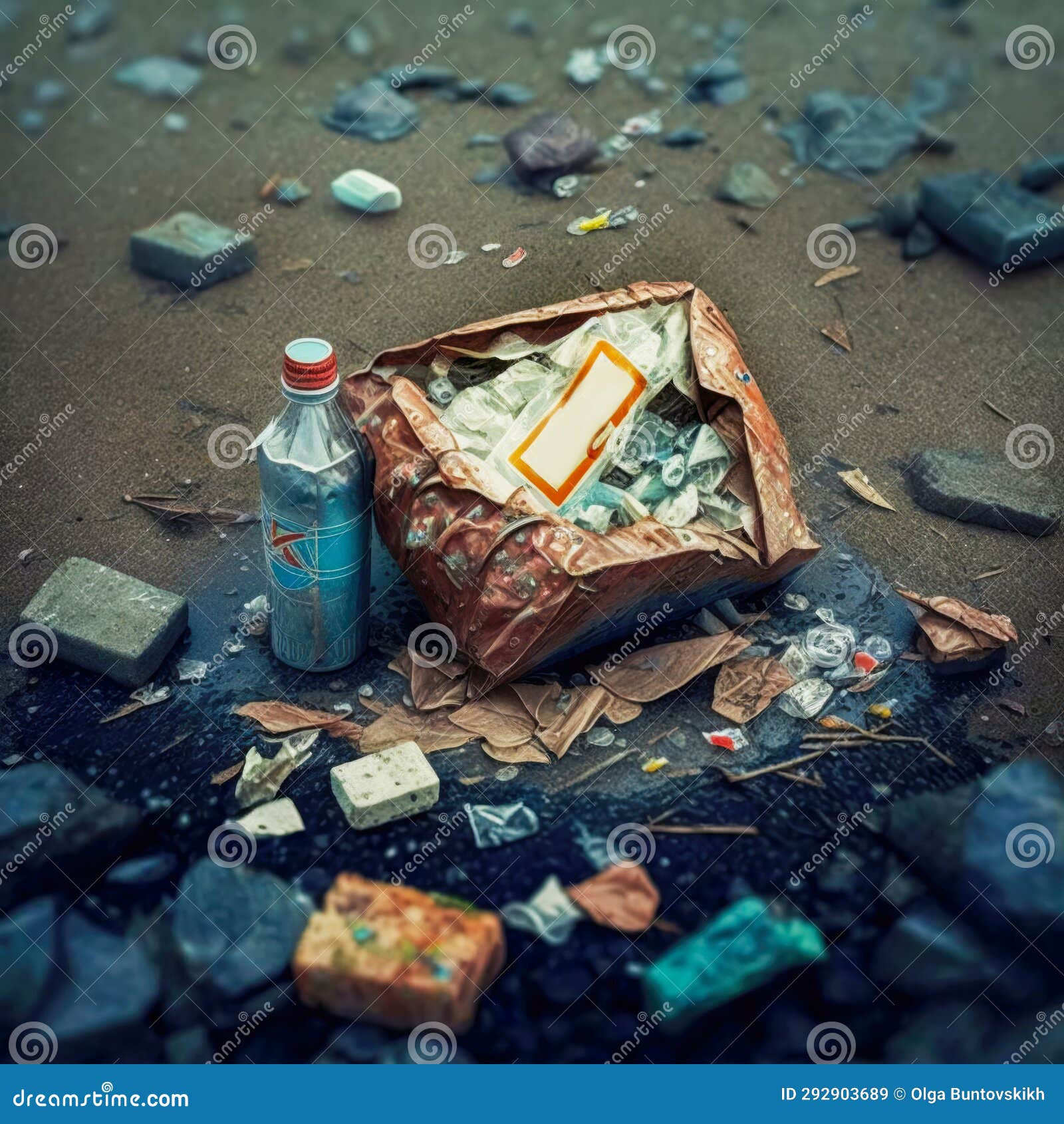 Scattered Garbage on the City Streets. Illustration of Environmental ...