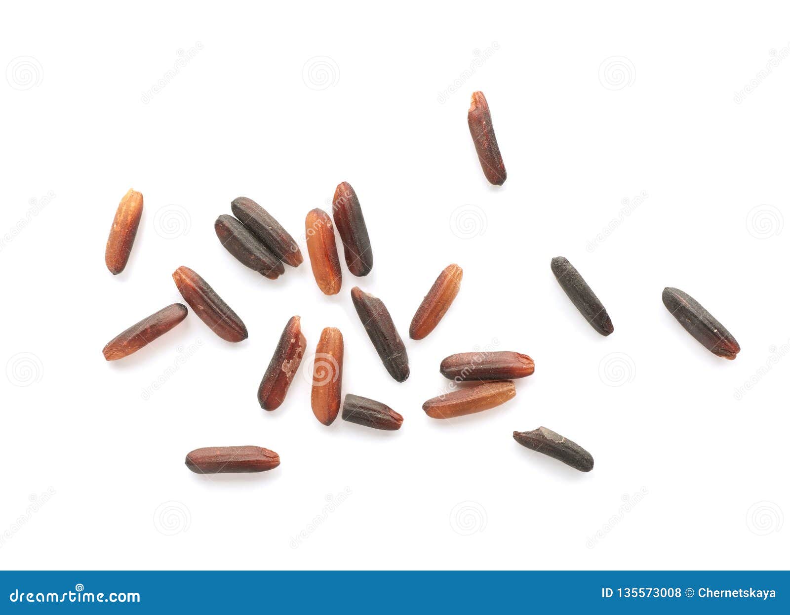 Scattered Grains of Brown Rice on White Background Stock Photo - Image ...
