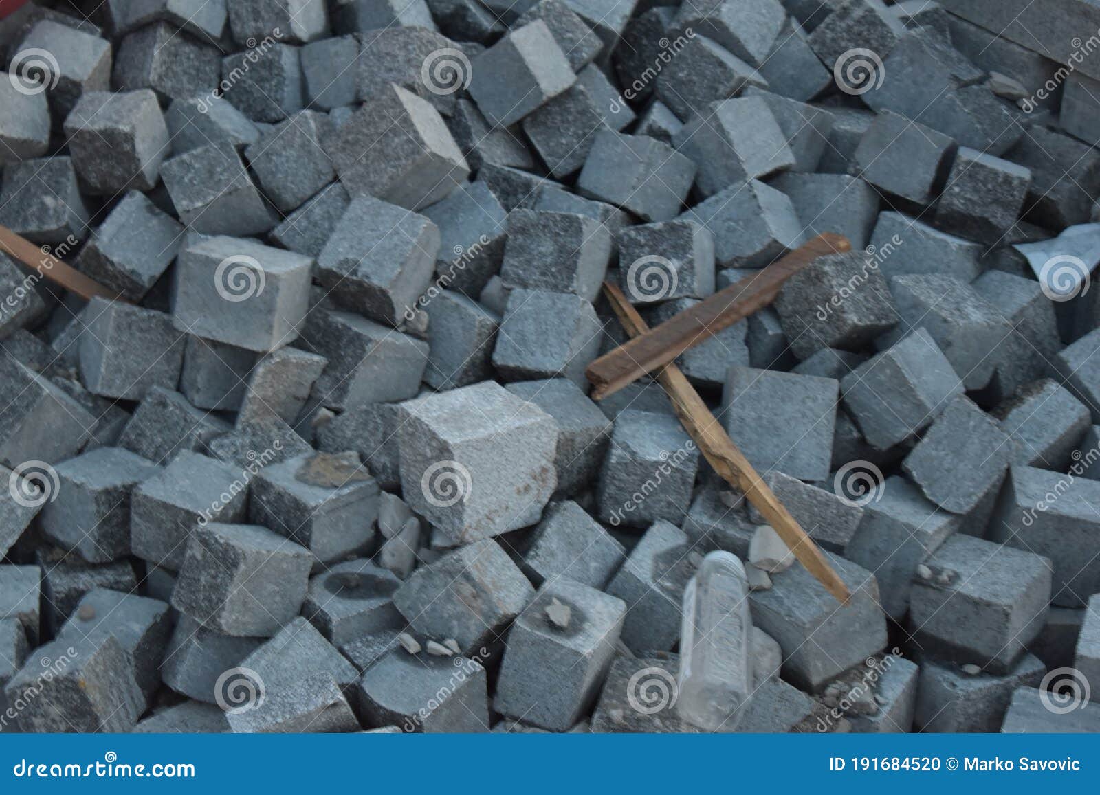 Gray and blue cobble stone stock photo. Image of stone - 191684520