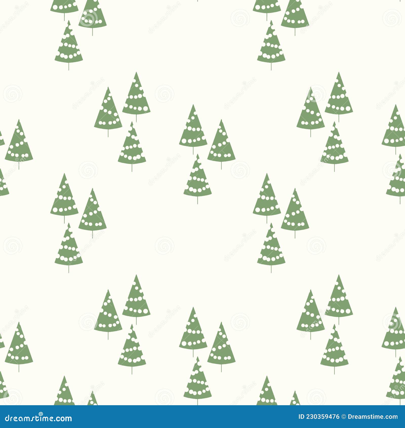 Scattered Green Christmas Tree Repeat Pattern Vector Illustration Stock ...