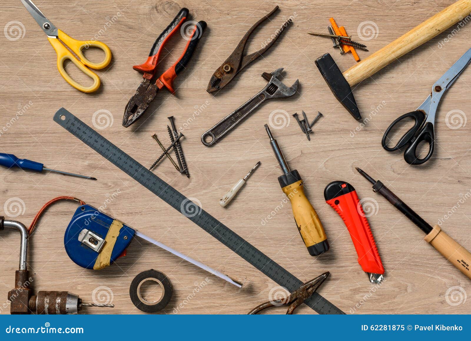 Scattered Home tools stock image. Image of bolts, equipment - 62281875