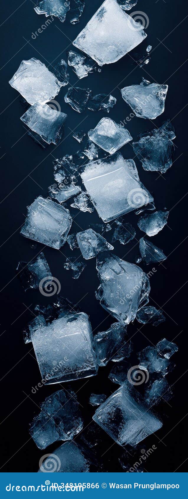 Scattered Ice Cubes Falling in a Dark Background Creating Texture Stock ...