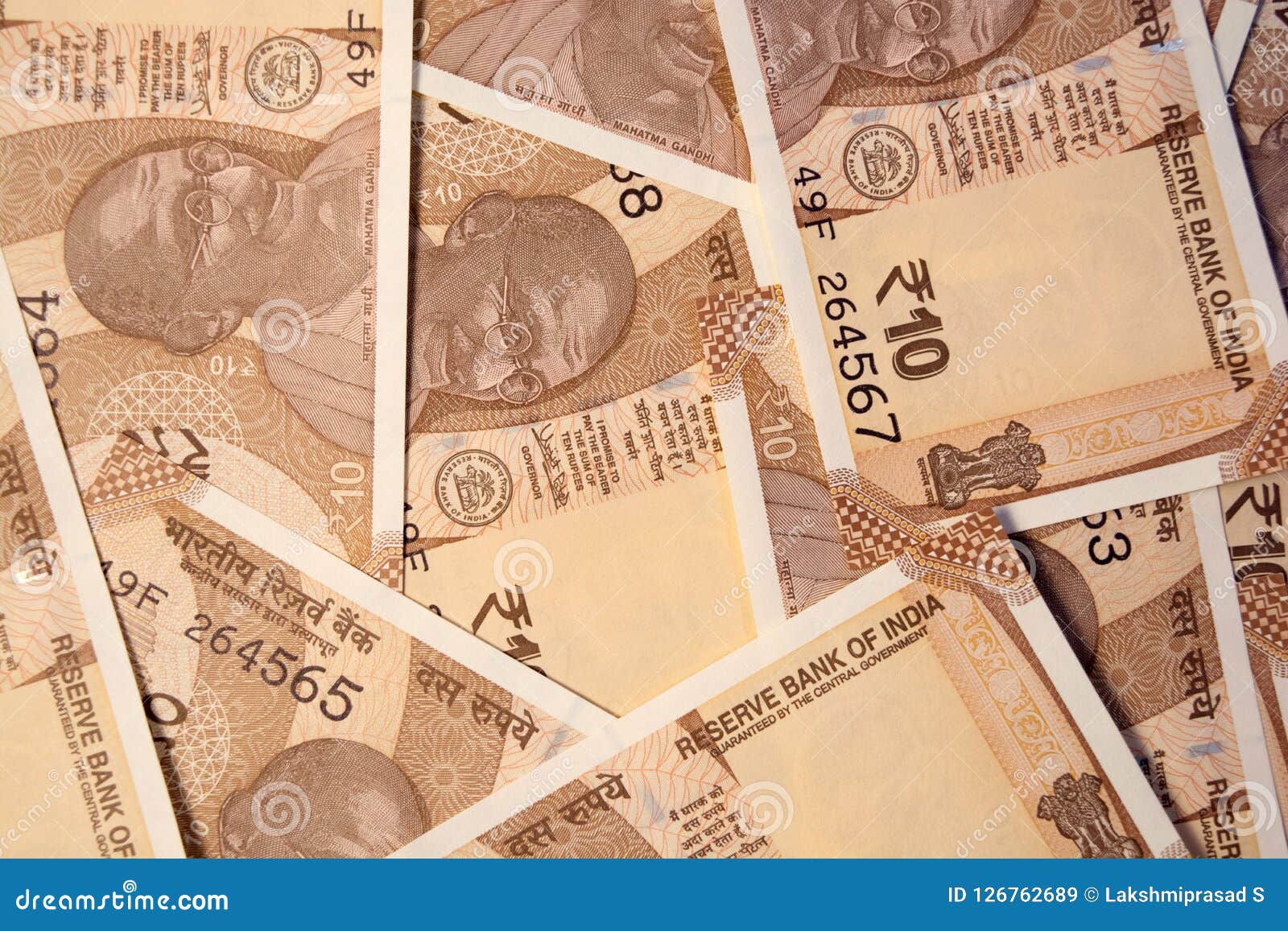 Scattered Indian 10 Rupee Currency Notes. Stock Image - Image of ...