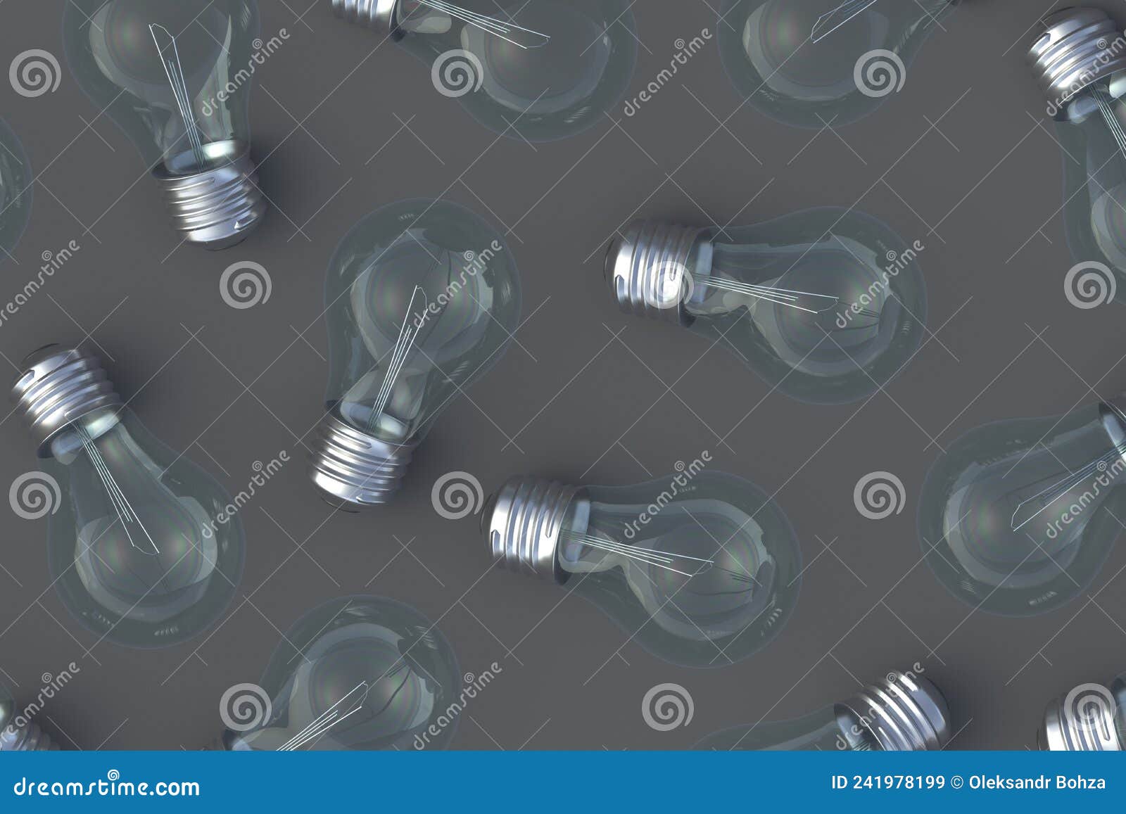 Scattered Light Bulbs on Black Background. Top View Stock Illustration ...