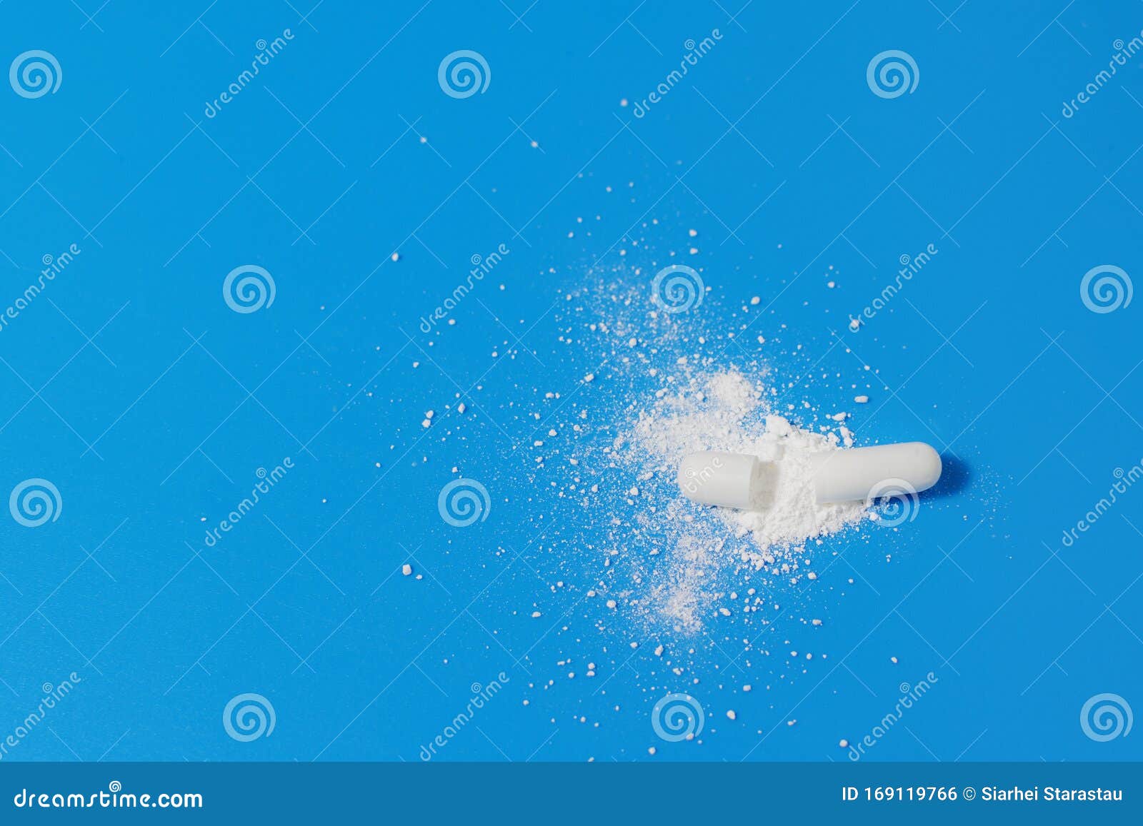 Scattered Medicine Powder from the Capsule Stock Photo - Image of color ...
