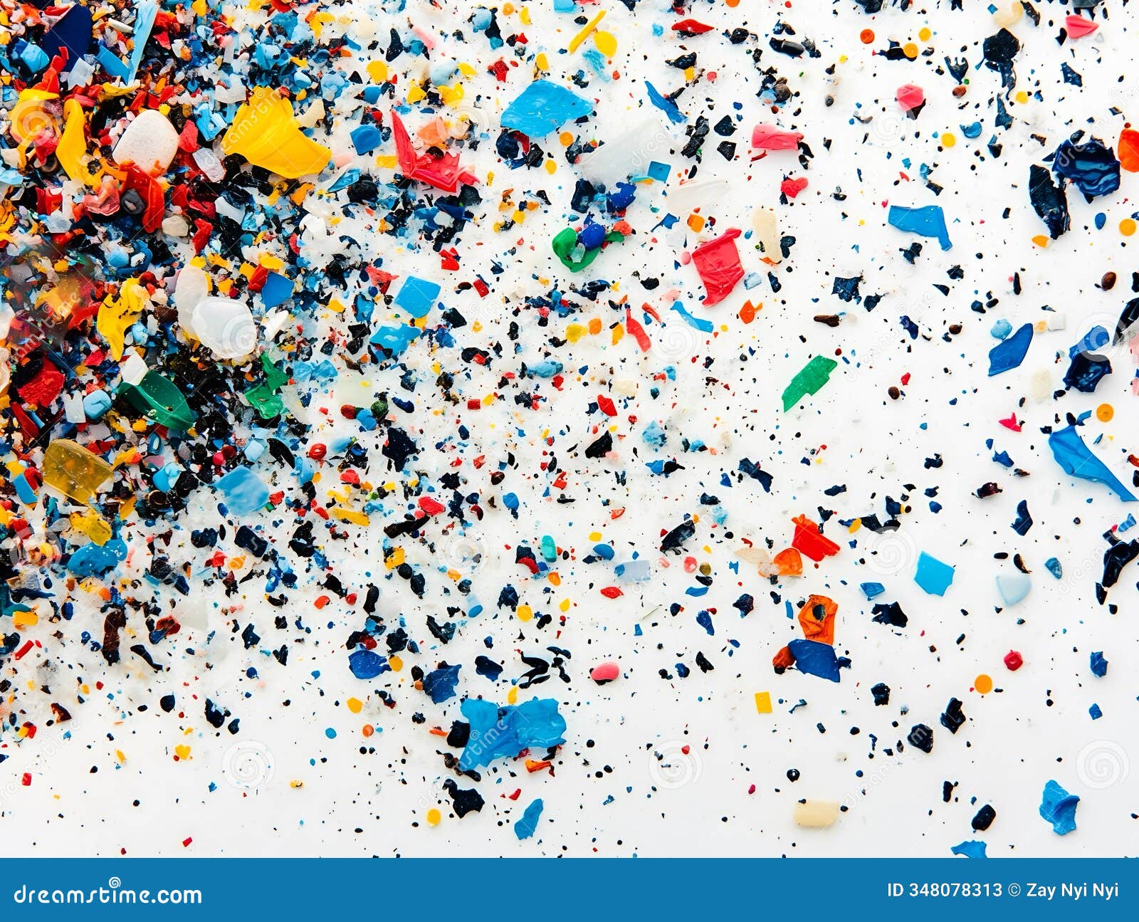 Scattered Microplastics on White Background Stock Image - Image of ...