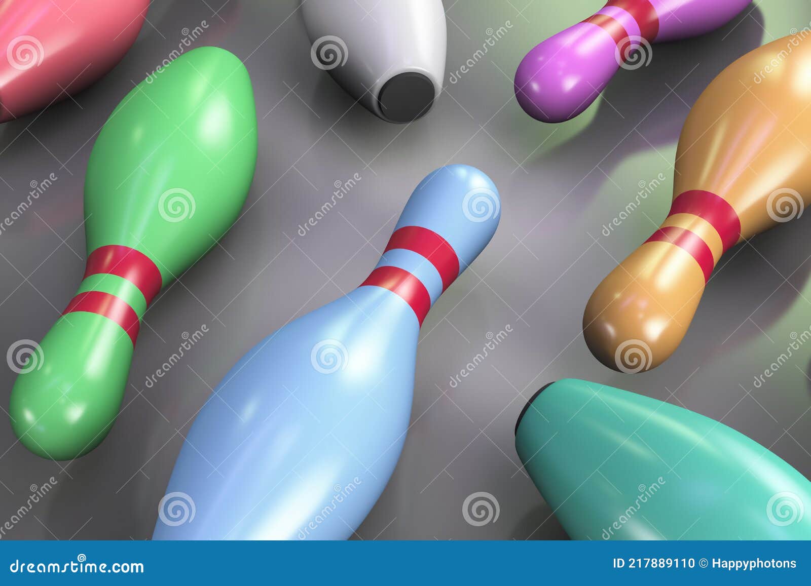 Scattered Multi-colored Bowling Pins Stock Photo - Image of ...