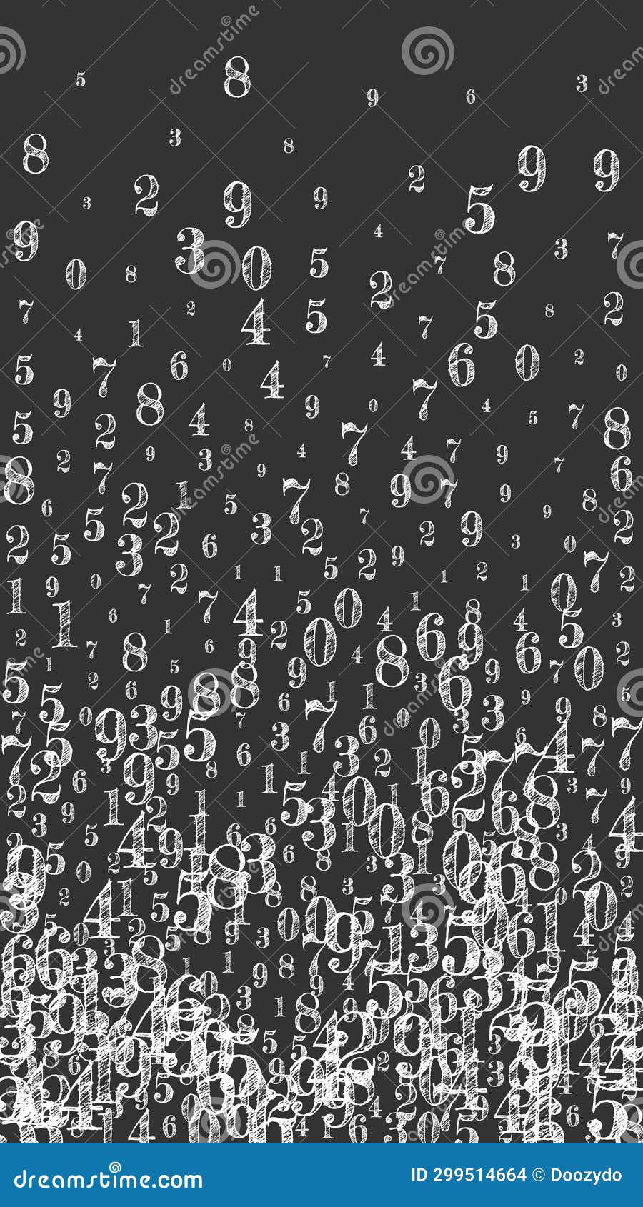 Scattered Numbers. White Chalk Digits Stock Vector - Illustration of ...