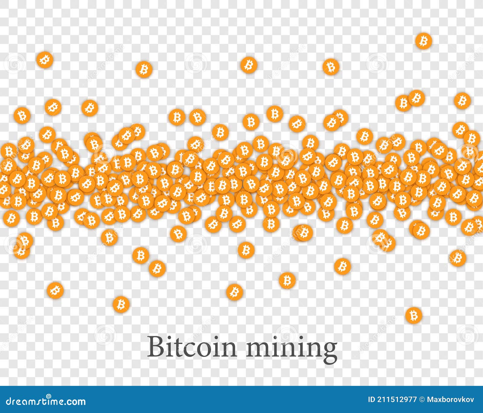 Scattered Orange Bitcoin on Transparent Background Stock Vector ...
