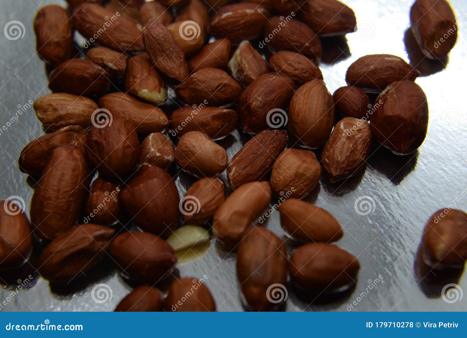 Scattered Peanut Nuts on a Silver Background Stock Photo - Image of ...