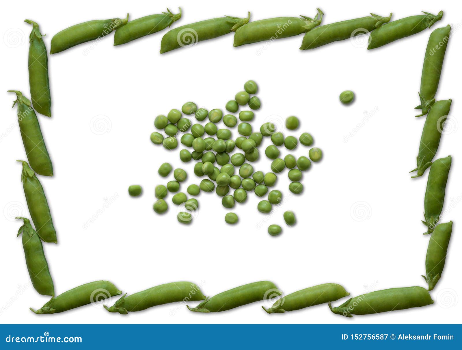 Scattered Peas in a Frame of Pea Pods Stock Image - Image of bean ...