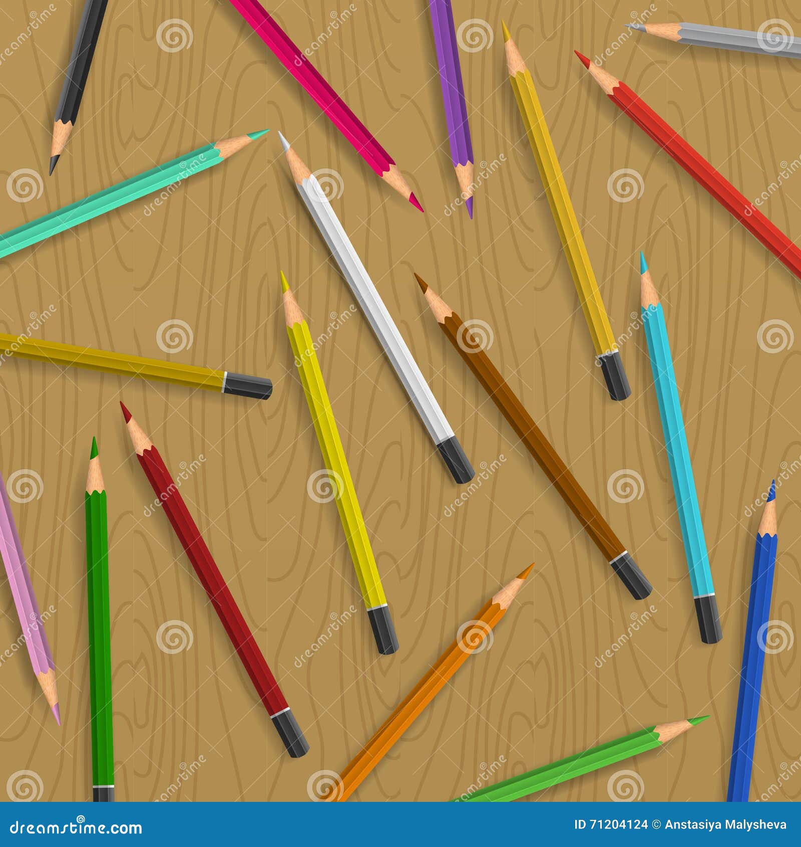 Scattered Pencils on Table Vector Background. Stock Vector ...