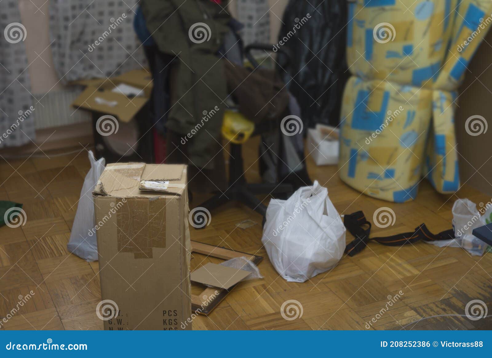 Scattered personal effects stock photo. Image of clothing - 208252386