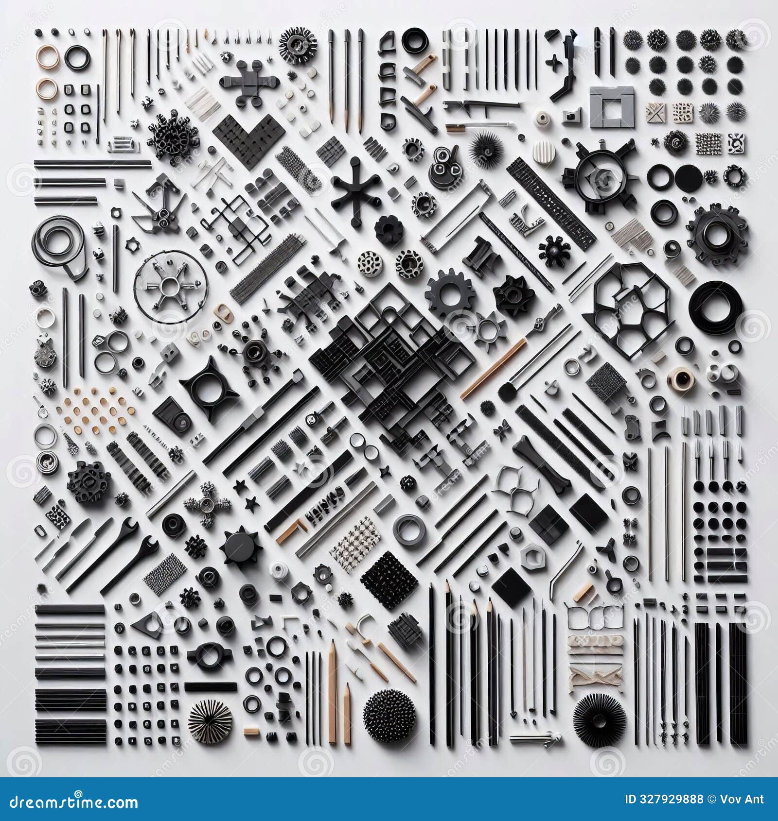 Scattered Pieces Top View with Pieces Arranged in a Structured Stock ...