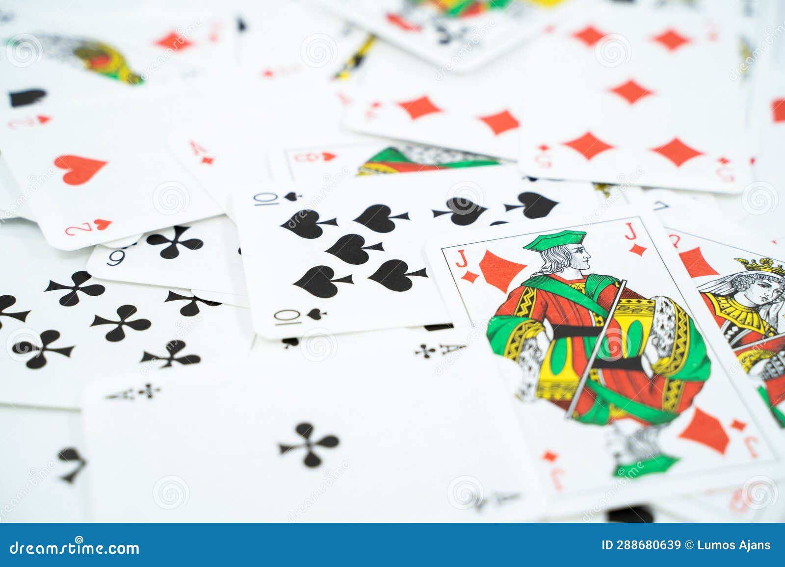 Scattered Playing Cards Isolated Stock Image - Image of diamond ...