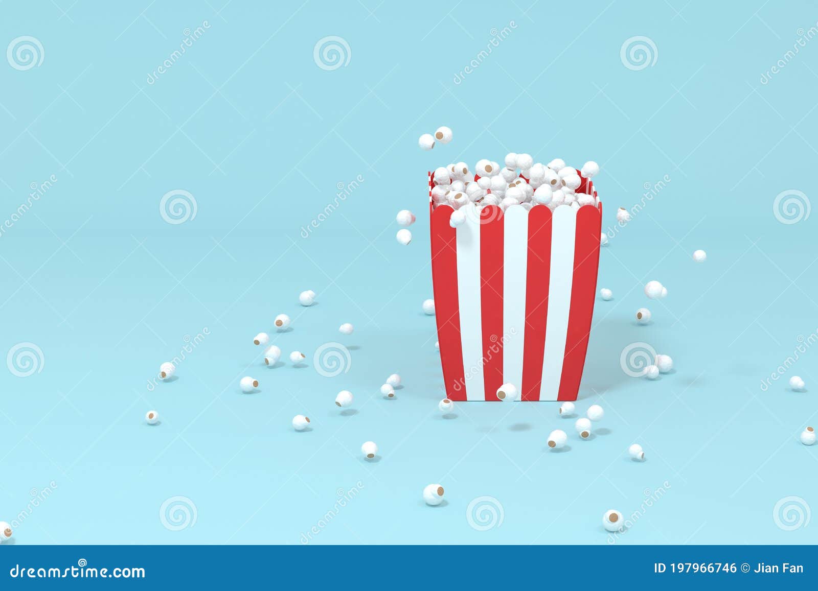 Scattered Popcorn, Sweet Food, 3d Rendering Stock Illustration ...