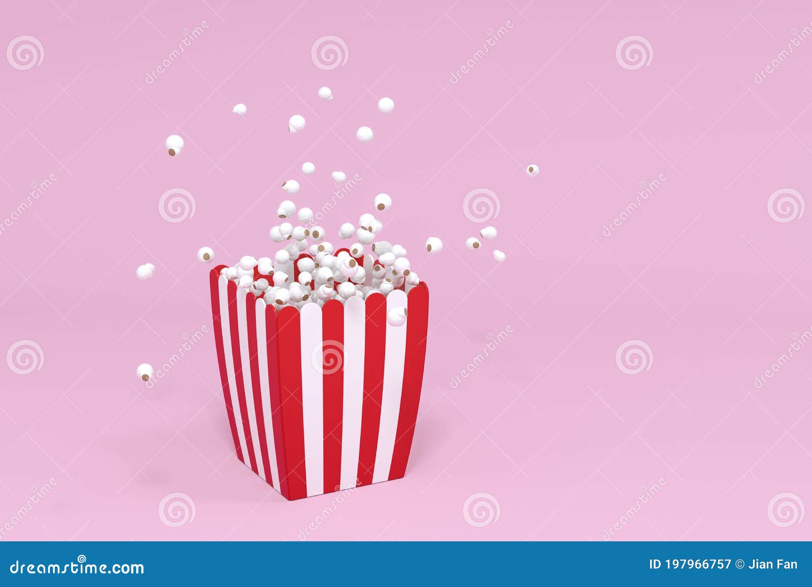 Scattered Popcorn, Sweet Food, 3d Rendering Stock Illustration ...