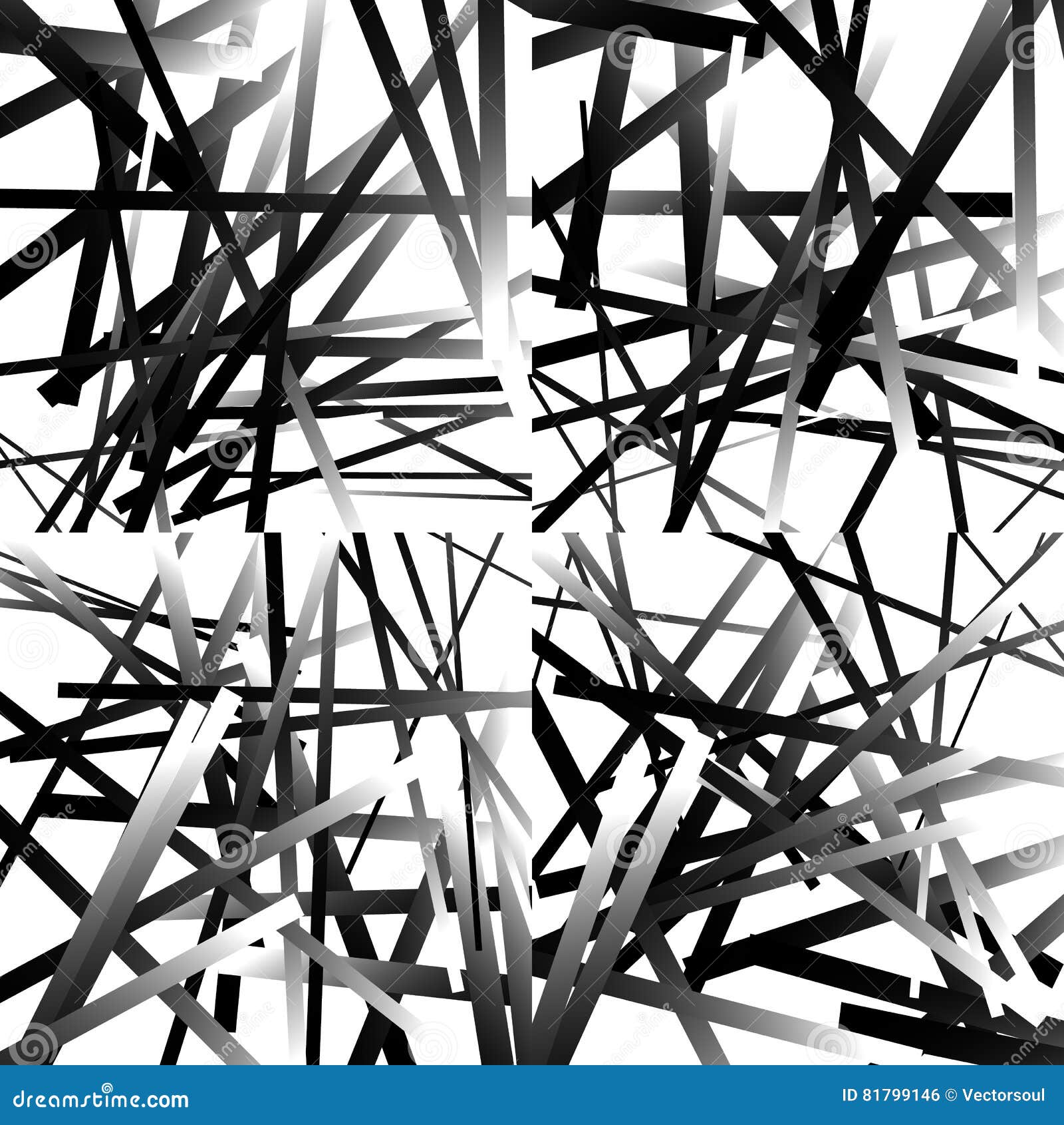 Scattered, Random Lines. Set of 4 Patterns, Monochrome Abstract Stock ...