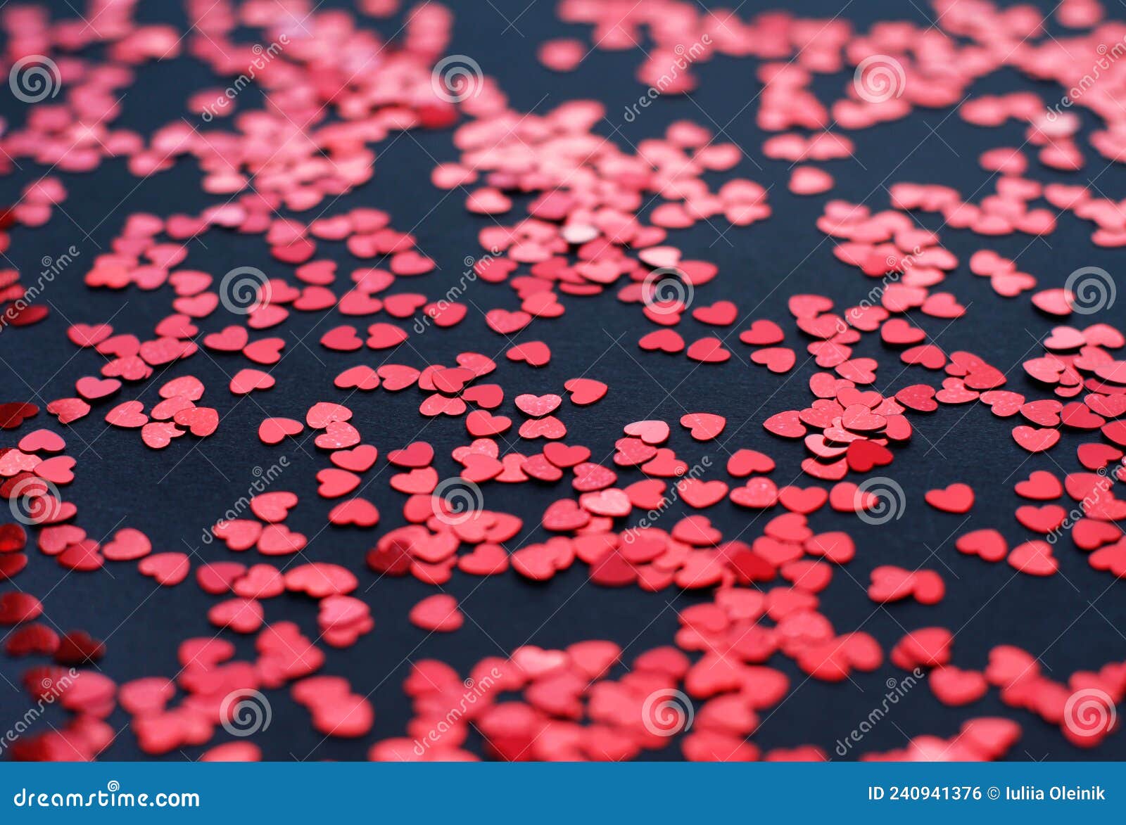 Scattered Random Red Sequins in Form of Hearts Stock Photo - Image of ...