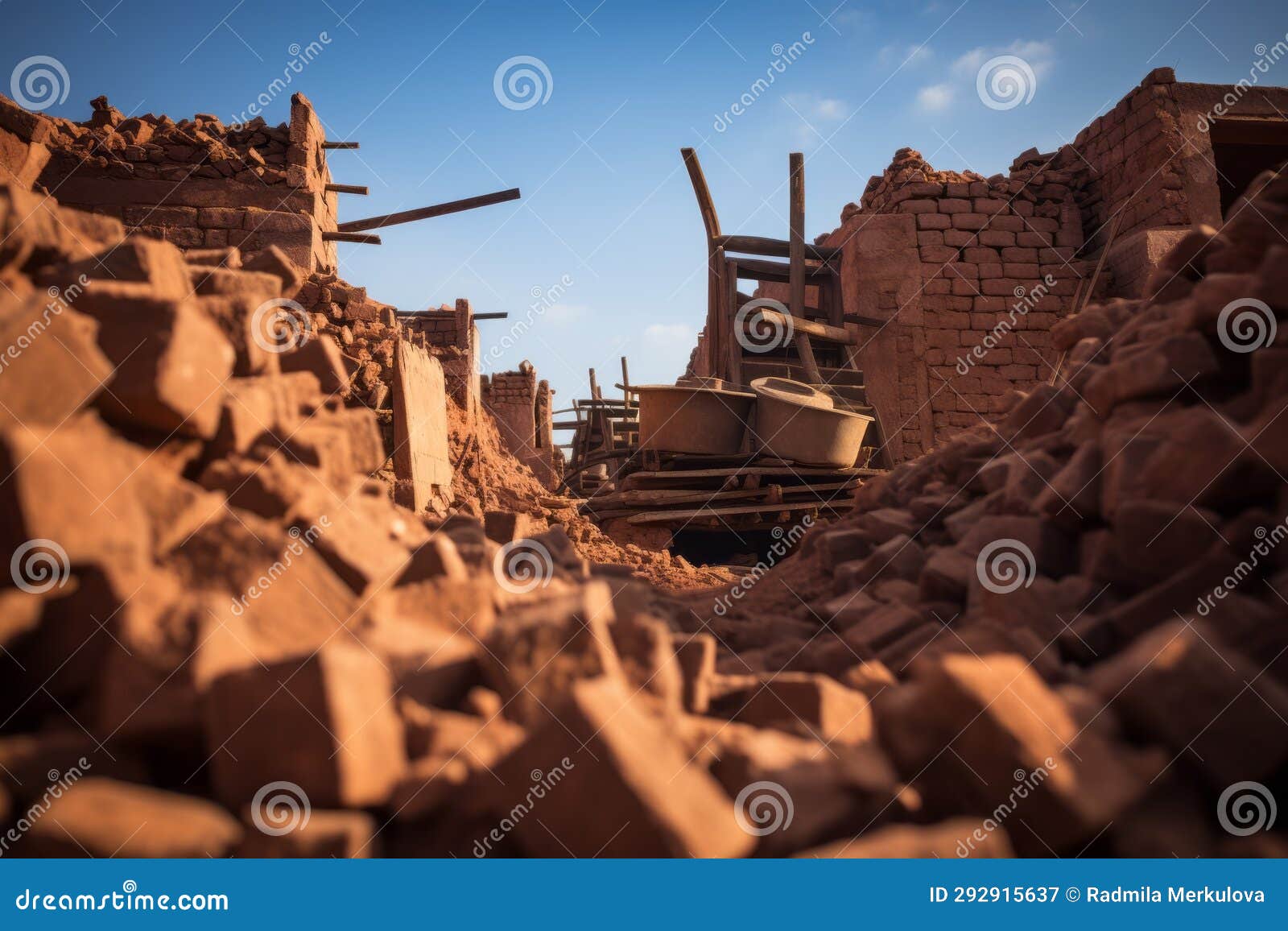 Scattered red bricks stock image. Image of solid, wall - 292915637