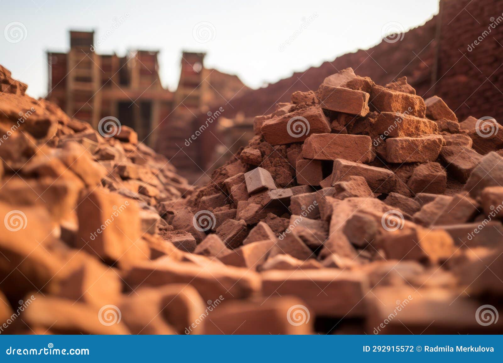 Scattered red bricks stock illustration. Illustration of site - 292915572