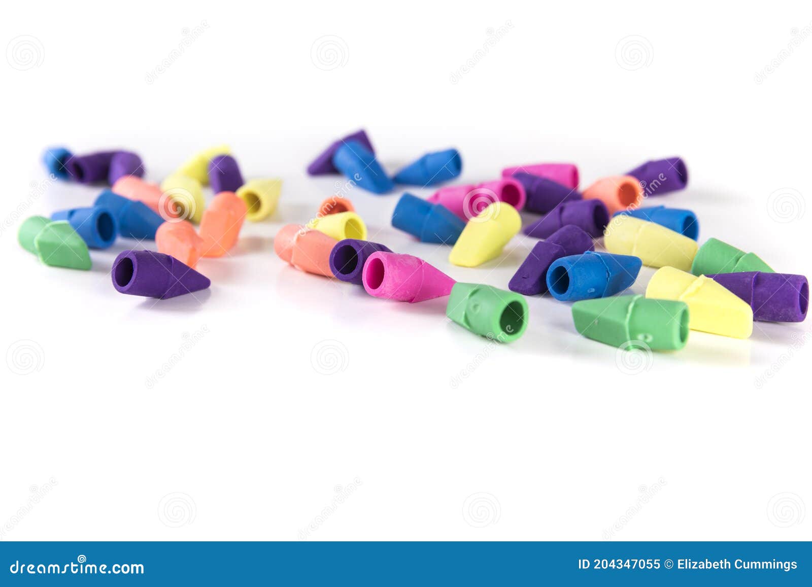 Scattered Rubber Pencil Topper Erasers in Multiple Colors Stock Image ...