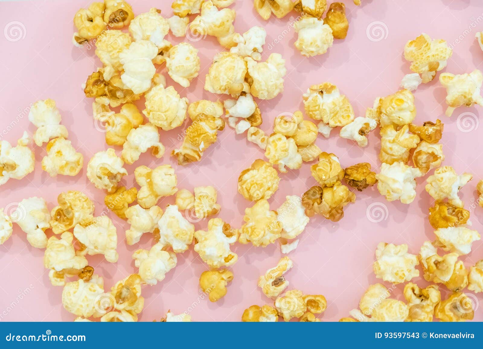 Scattered Salted Popcorn, Texture Background. Popcorn Pattern on Pink ...