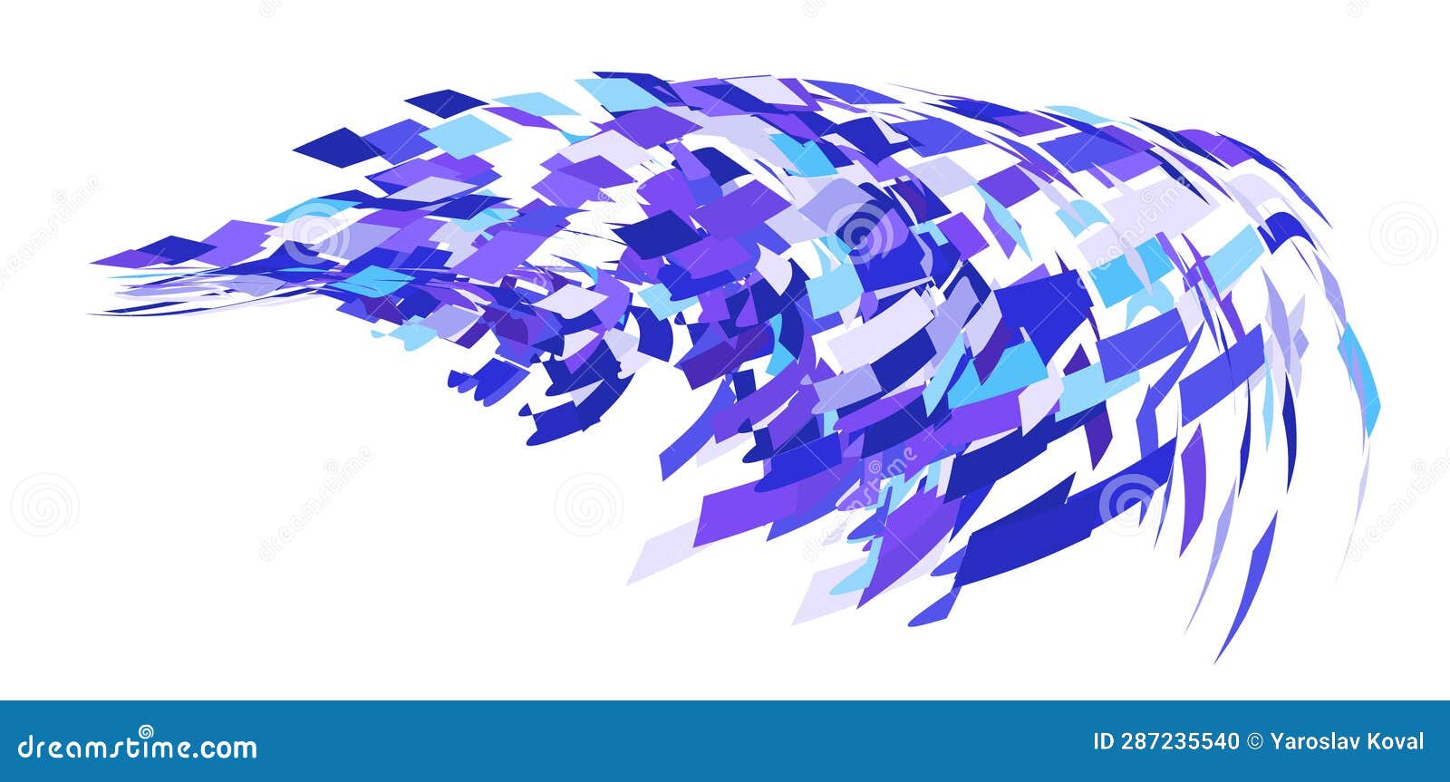 Scattered Square Particles Ornament. Mosaic Flight Wind. Windy ...