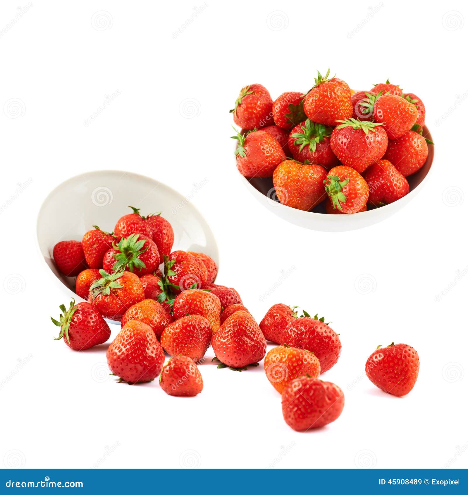 Scattered Strawberries in a Bowl Stock Image - Image of color, berry ...