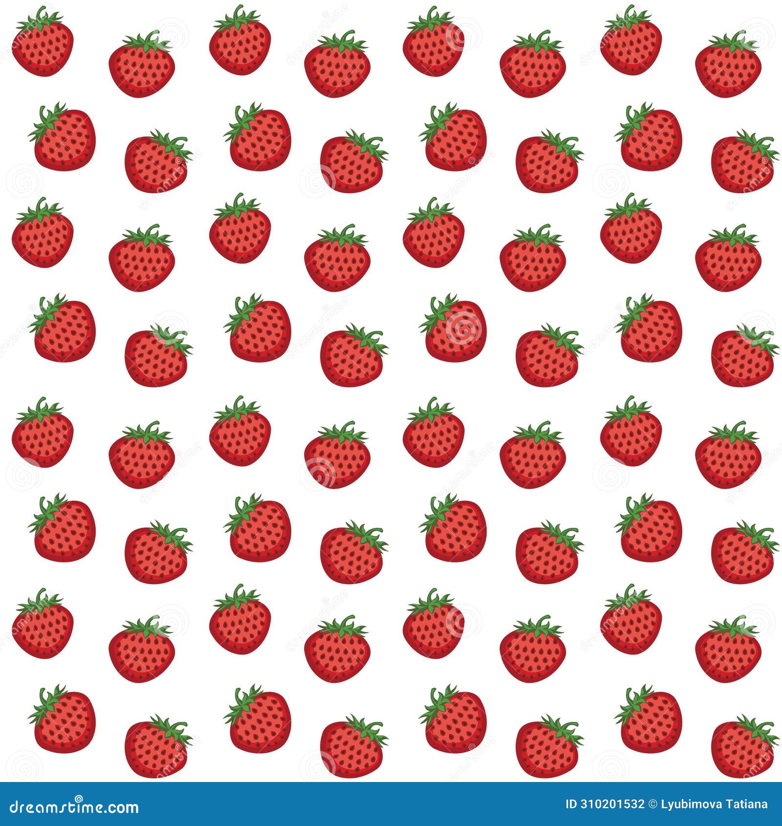 Scattered Strawberries on White Background, Seamless Vector Pattern ...
